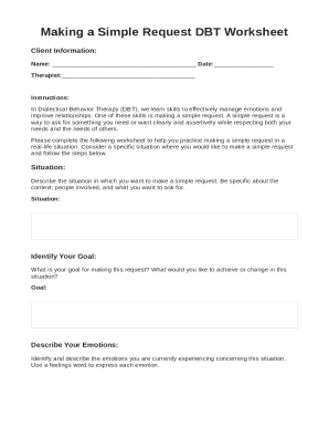 Fillable Online Making a Simple Request DBT Worksheet PDF. Enhance healthcare communication with ...