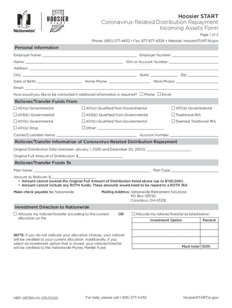 Fillable Online Hoosier START Outgoing Rollover Request Fax Email Print ...