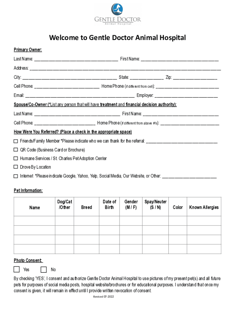 Fillable Online gentle-doctor-animal-hospital-form-2022 Fax Email Print ...