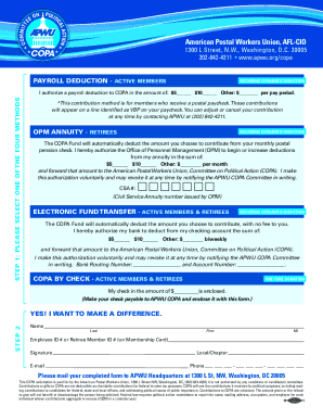 Fillable Online APWU COPA Form Fax Email Print - pdfFiller
