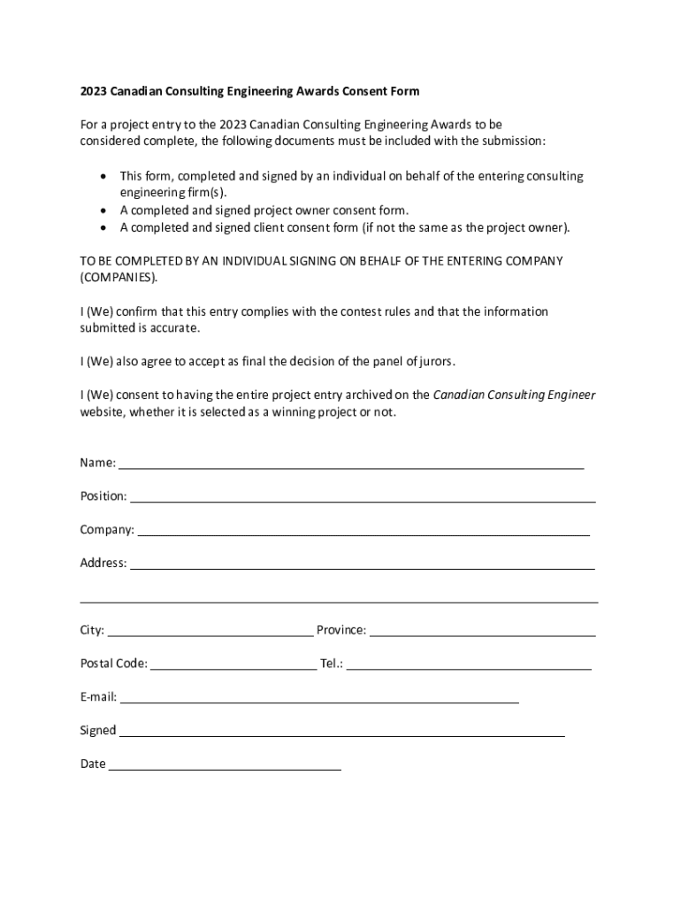 Fillable Online 2022 Canadian Consulting Engineering Awards Firm ...