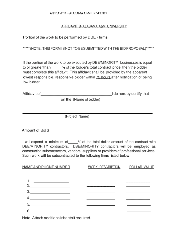 Fillable Online affidavit balabama a&m university Fax Email Print ...