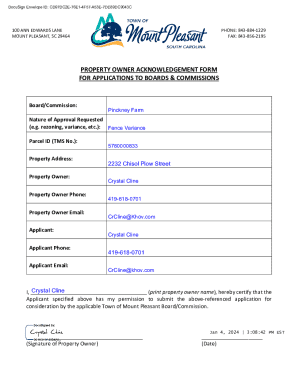 Fillable Online Property owner acknowledgement Fax Email Print - pdfFiller