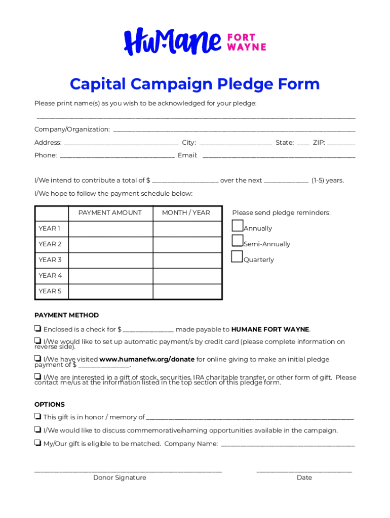 Fillable Online University District Food Bank Capital Campaign Pledge ...