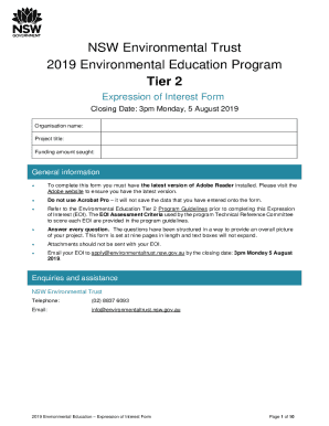 Fillable Online www environment nsw gov 2019 Expression of Interest ...