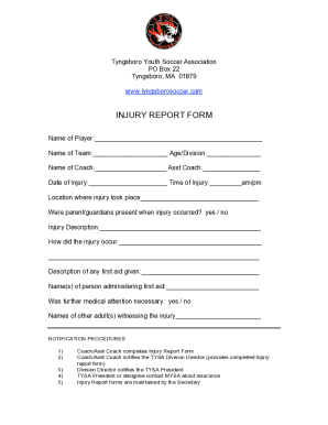 Fillable Online SASA Accident / Incident Report Forms Fax Email Print ...