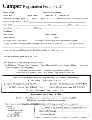 Fillable Online Camper+Registration+Form+2024 (2) Fax Email Print ...