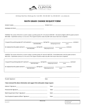 Fillable Online MATH GRADE CHANGE REQUEST FORM Fax Email Print - pdfFiller