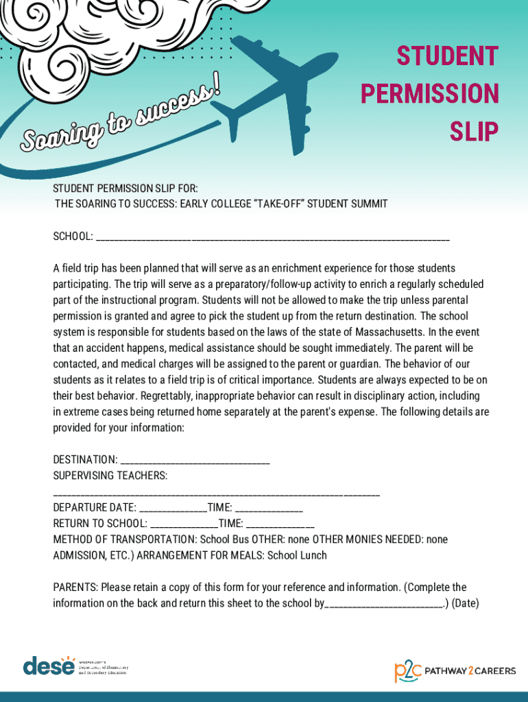 Fillable Online STUDENT PERMISSION SLIP - Early College Initiative Fax ...