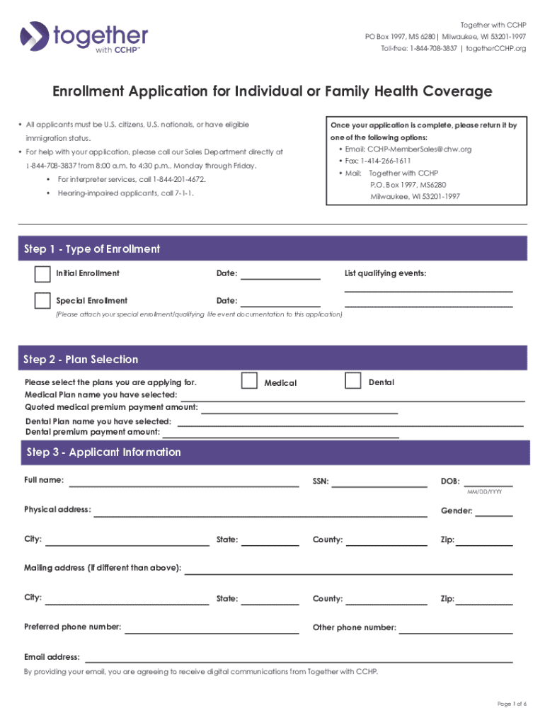 Fillable Online Enrollment Application for Individual or Family Coverage Fax Email Print - pdfFiller