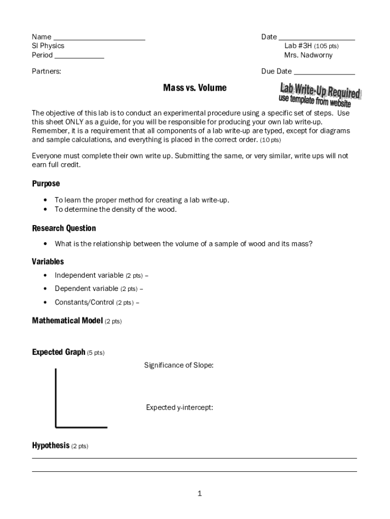 Fillable Online Plotting Mass Vs Volume For Density Lab Data Youtube Fax Email Print Pdffiller