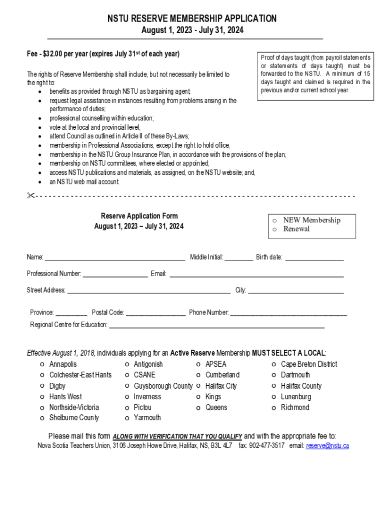 Fillable Online nstu associate membership application form august 1, 2023 Fax Email Print ...