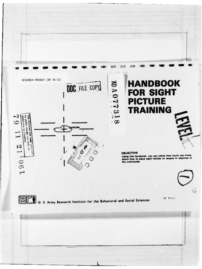 Fillable Online Handbook for Sight Picture Training. The handbook was ...