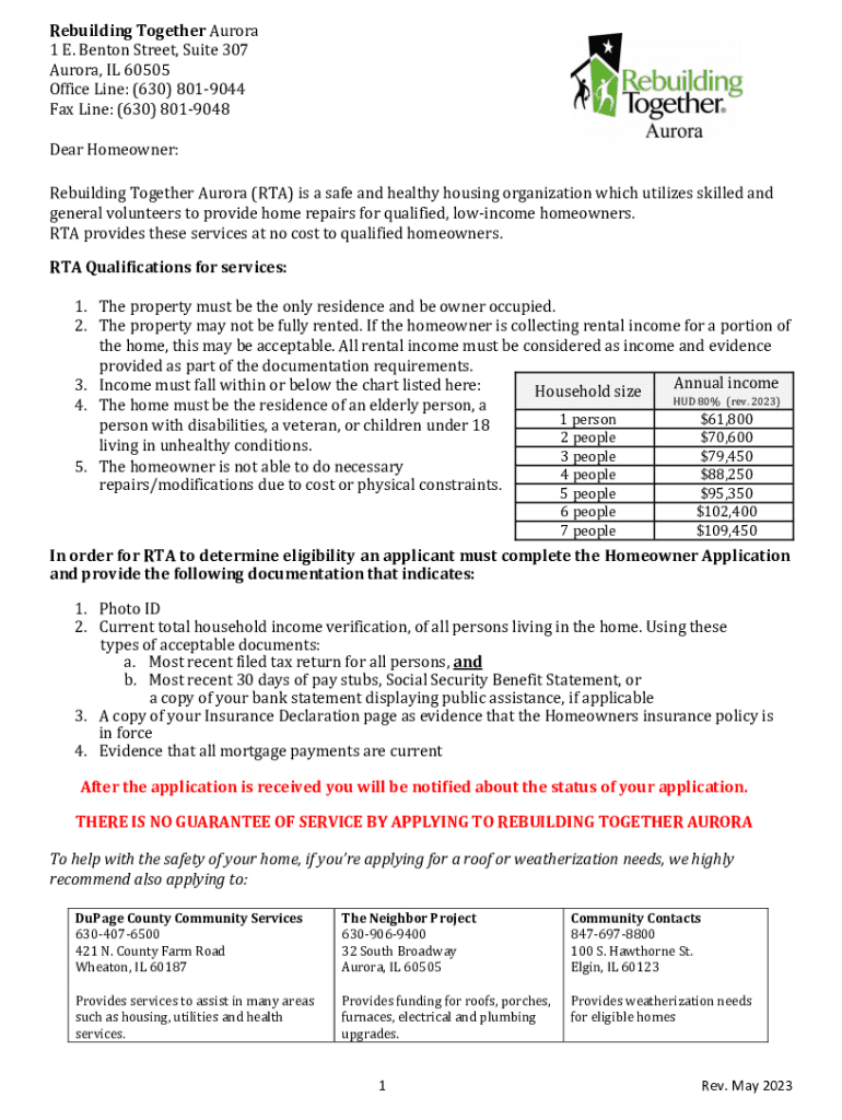 Fillable Online Fillable Online Rebuilding Together Aurora 1 E. Benton Street ... Fax Email ...