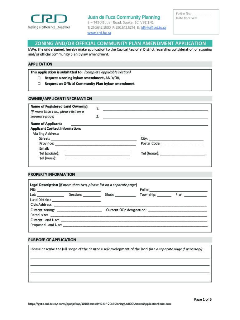 Fillable Online RezoningAndOrOCPAmendmentApplicationForm. Rezoning OCP ...