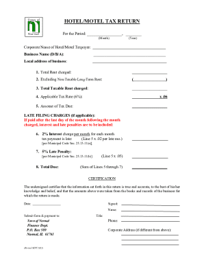 Fillable Online Hotel-Motel Occupancy Tax Return Form. ... Fax Email ...
