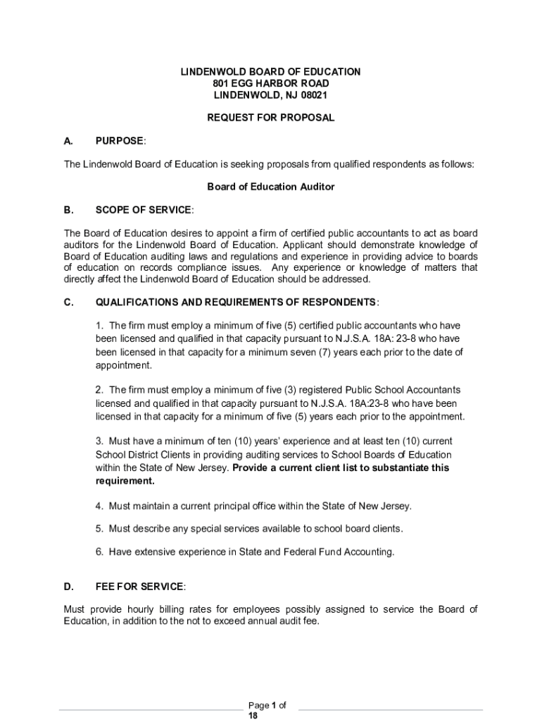 Fillable Online RFP for Auditor 24-25 Fax Email Print - pdfFiller