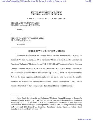 Fillable Online ORDER denying 223 Defendants' Motion to Compel, and for ...