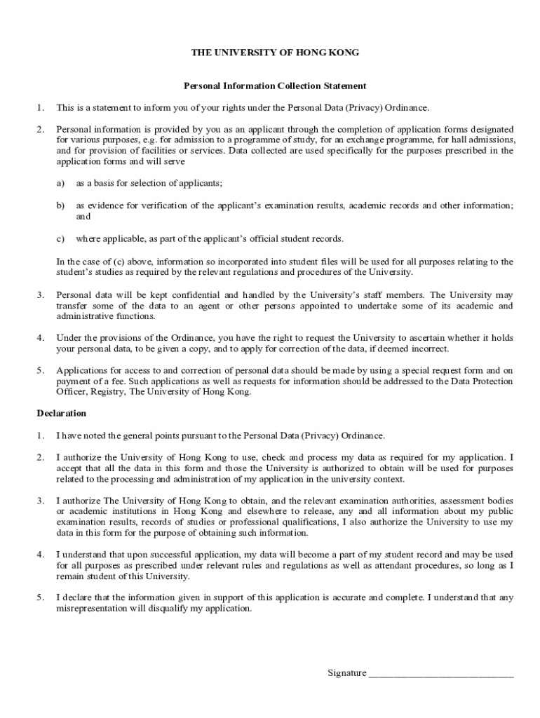Fillable Online Personal Information Collection Statement for Applicants Fax Email Print - pdfFiller