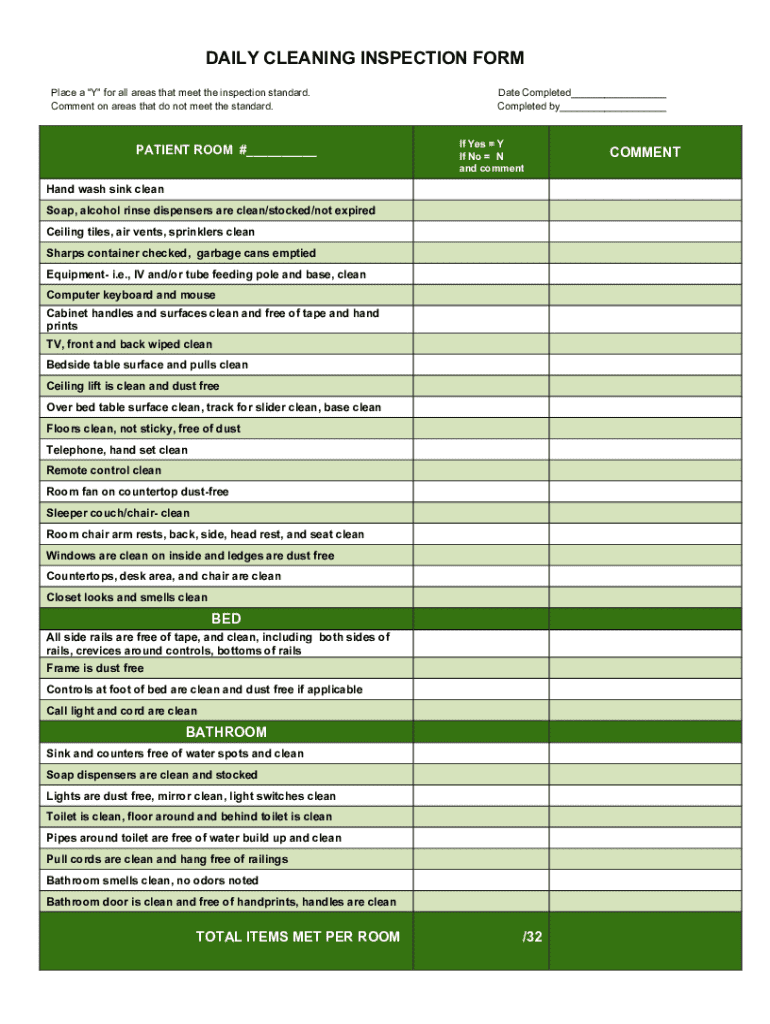 Fillable Online What and How to Make a Cleaning Inspection Form ...