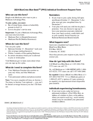 Fillable Online 2024 BlueCross Blue BasicSM (PPO) Individual Enrollment Request Form Fax Email ...
