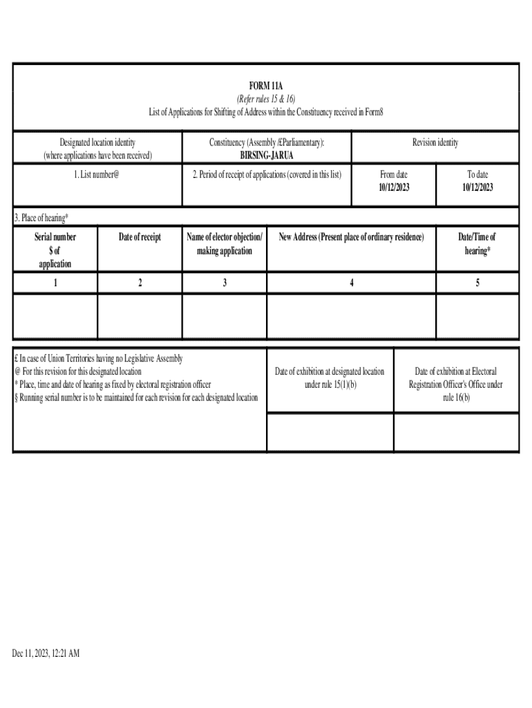 Fillable Online ceoassam nic Dec 11, 2023, 12:21 AM FORM 11A (Refer ...