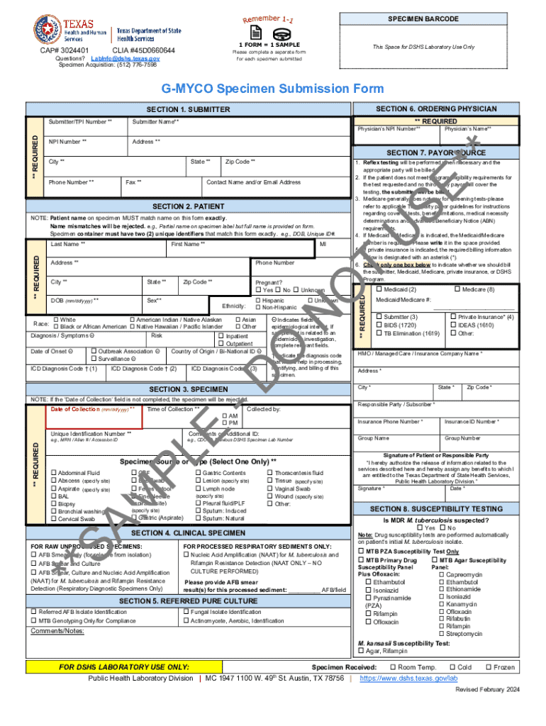 Fillable Online SPECIMEN BARCODE Fax Email Print - pdfFiller