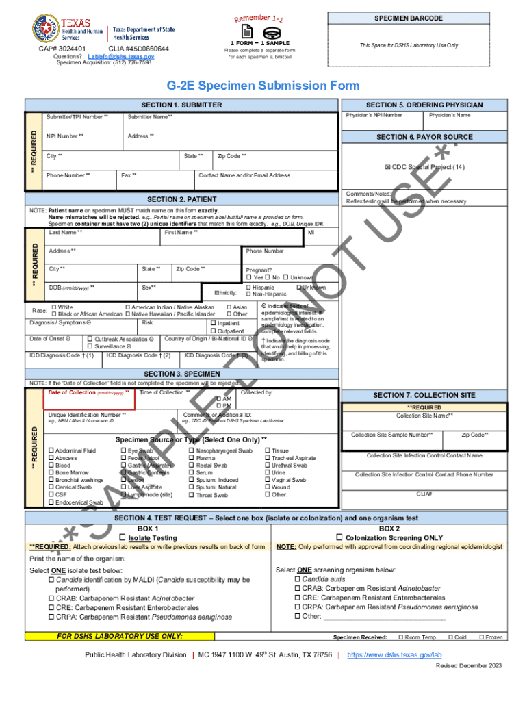 Fillable Online Specimen Acquisition: (512) 776-7598 Fax Email Print ...