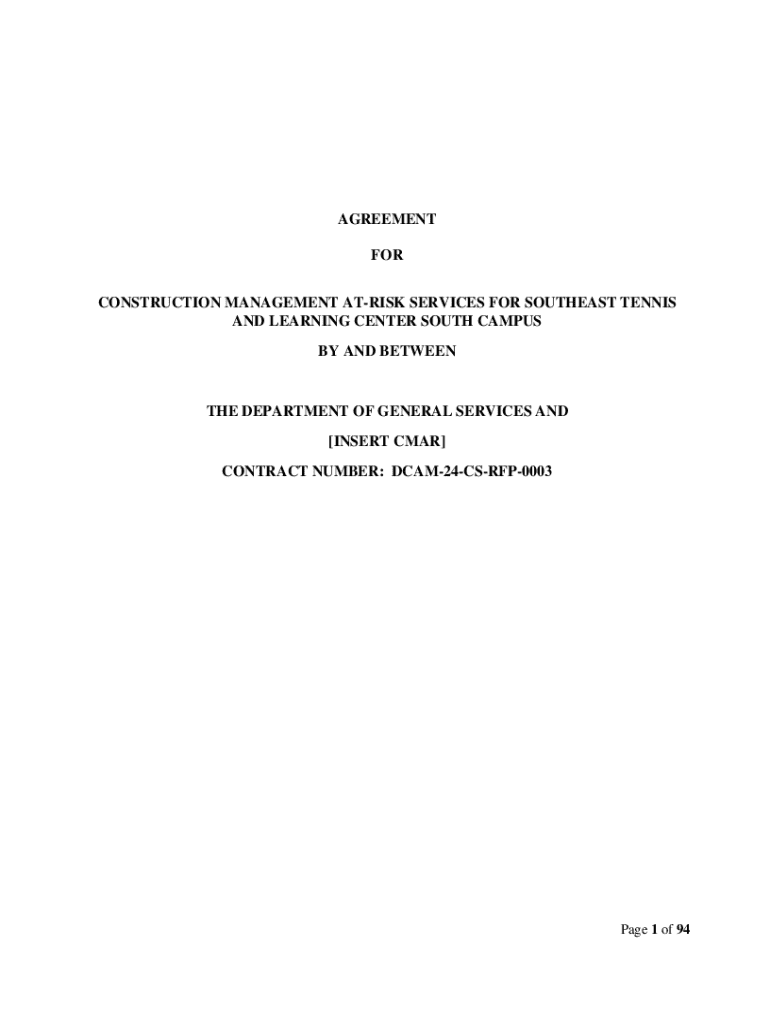 Fillable Online dgs dc Construction Manager-At-Risk (CMAR) Services One ...