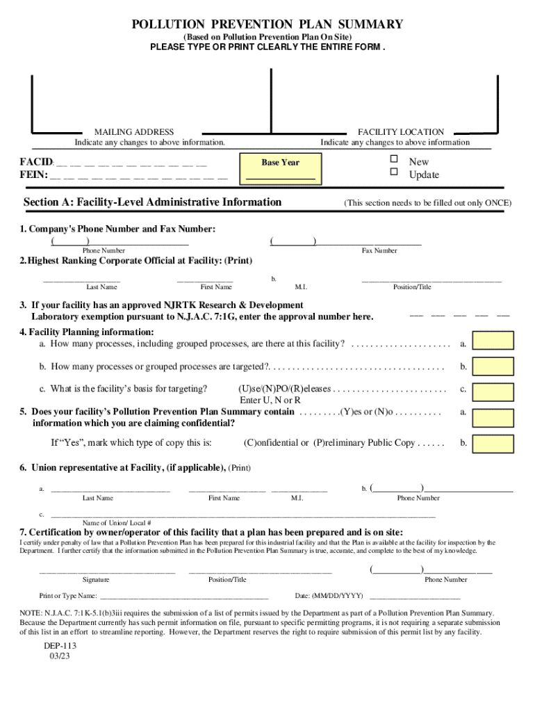 Fillable Online Pollution Prevention Plan Template for MNG49 Permit Fax ...