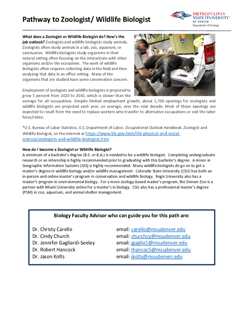 Fillable Online How to Become a Zoologist (With Education and Steps ...