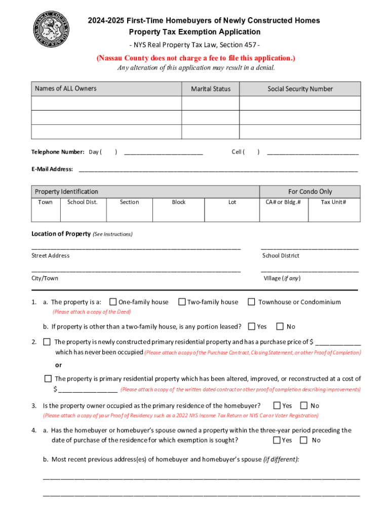 Fillable Online Instructions for Form RP-457 Application for Real ...