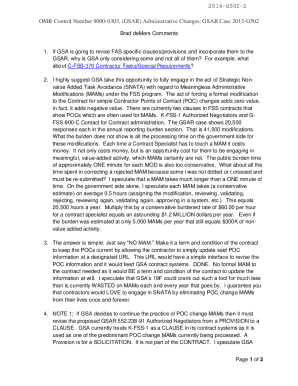 Fillable Online OMB Control Number 9000-0303, (GSAR) Administrative ...