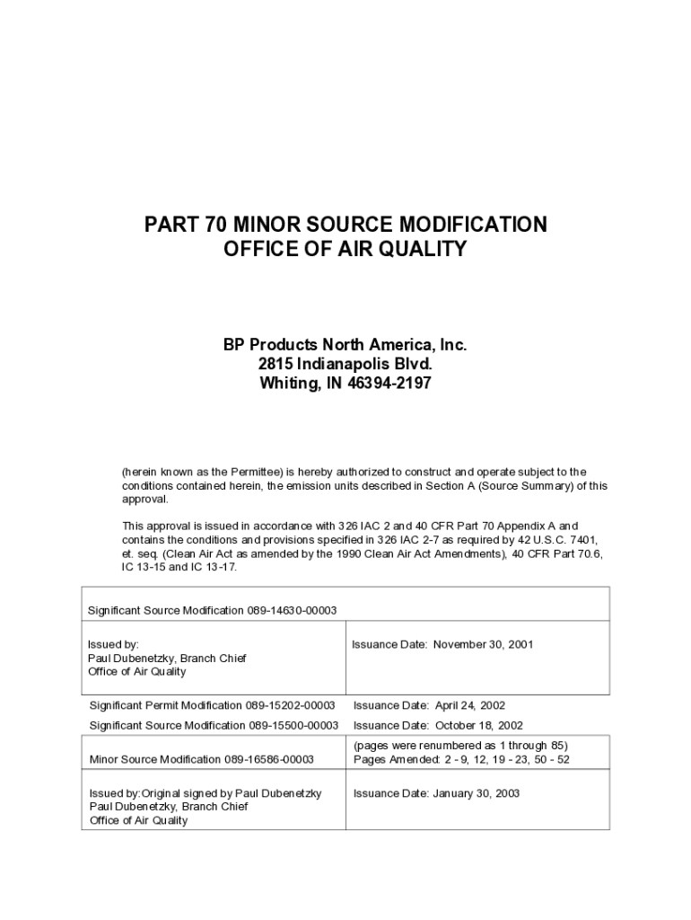 Fillable Online permits air idem in Petition to Object to BP Products North America, INC ...