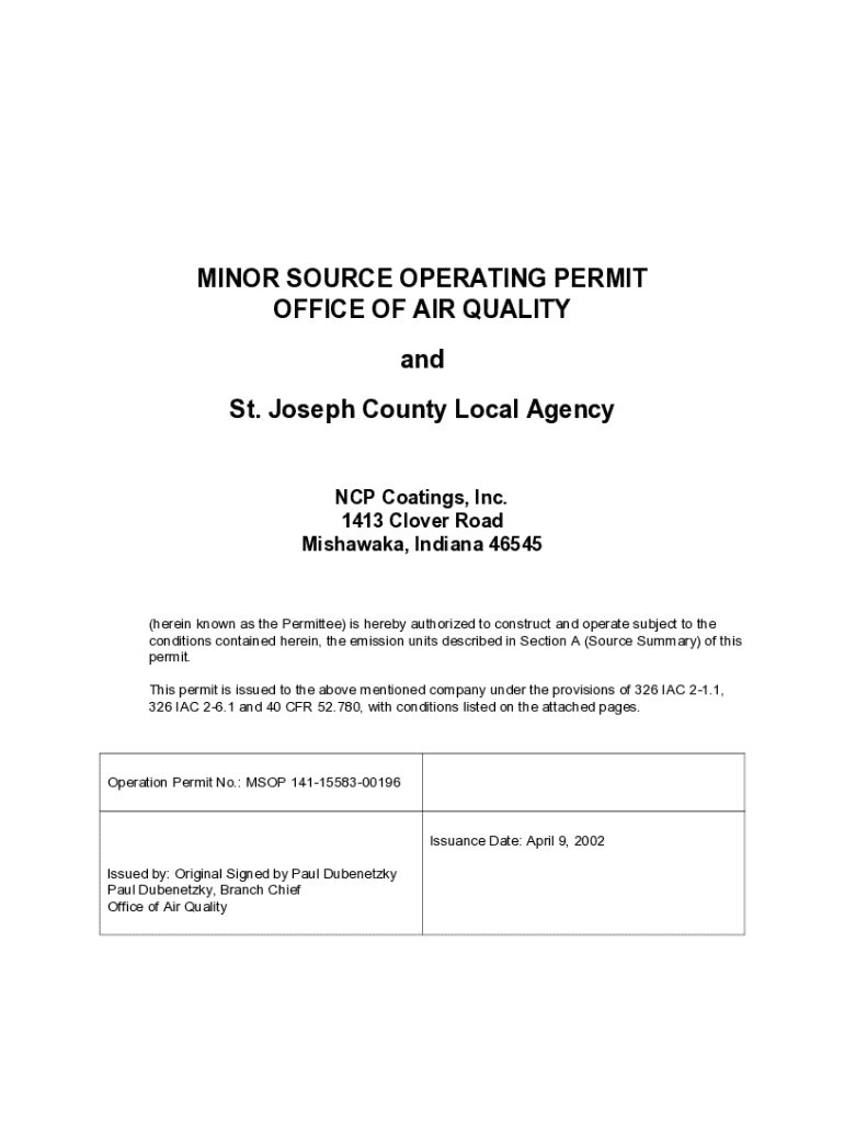 Fillable Online Issuance of Permit to Operate Several Air Pollution ...