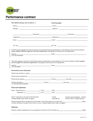 Fillable Online Customizable Performance Contract Template Fax Email ...