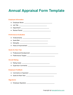 Fillable Online Annual Appraisal Form Template Fax Email Print - pdfFiller