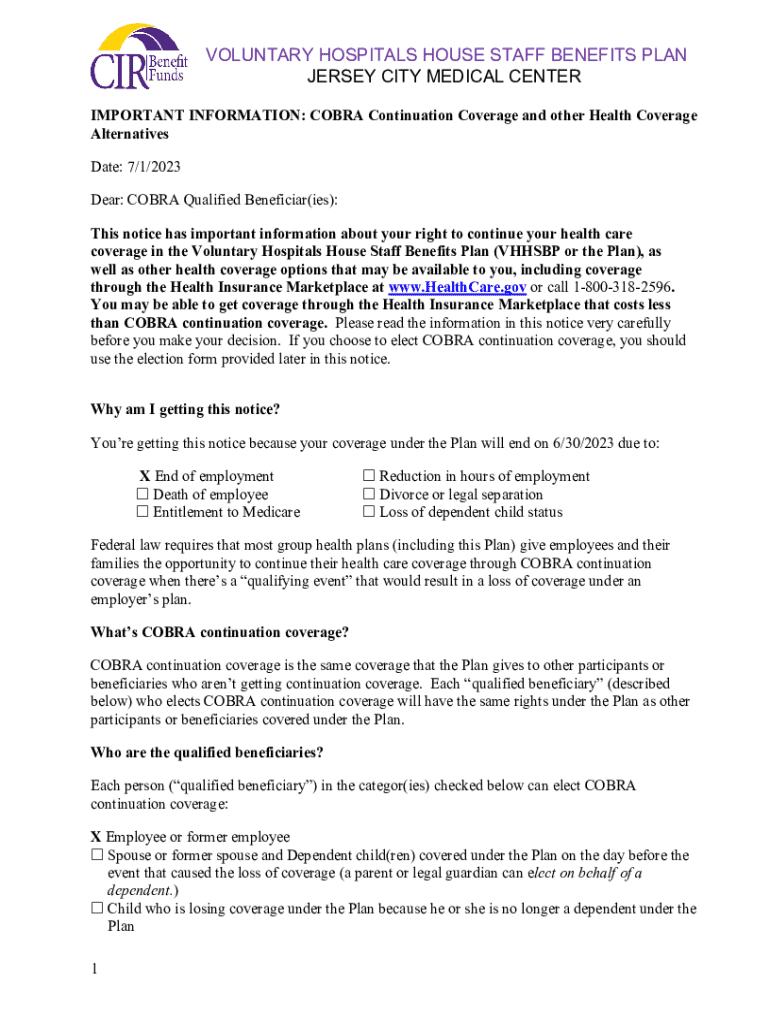 Fillable Online IMPORTANT INFORMATION: COBRA Continuation Coverage and ...