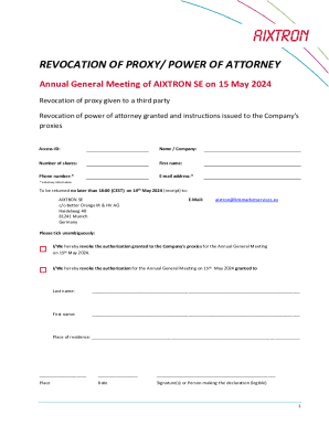 Fillable Online REVOCATION OF PROXY/ POWER OF ATTORNEY Fax Email Print - pdfFiller