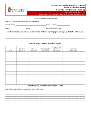 Fillable Online ehs wisc X-Ray Device Safety Test Form Fax Email Print ...