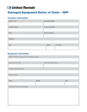 Fillable Online Damaged Equipment Notice of ClaimRPP Fax Email Print ...
