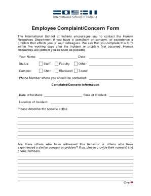 Fillable Online Employee Complaint Concern Form.docx Fax Email Print ...