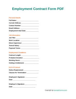 Employment Job Contract Agreement Doc Template | pdfFiller