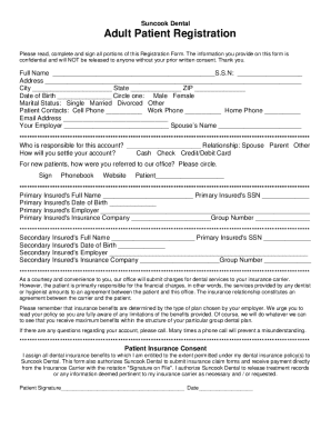 Fillable Online Dentalpatient Registration Form Fax Email Print Pdffiller