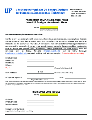 Fillable Online Proteomics Core Sample Submission Form Fax Email Print ...