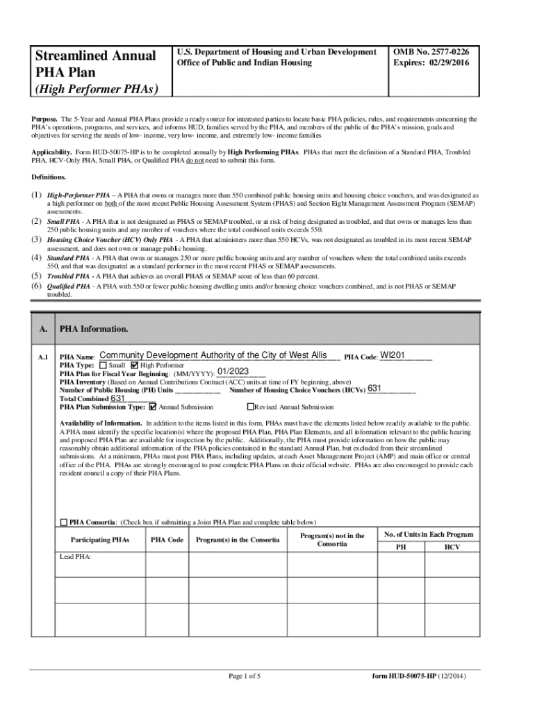 Fillable Online Fillable Online (PDF) Annual PHA Plan U.S. Department ...