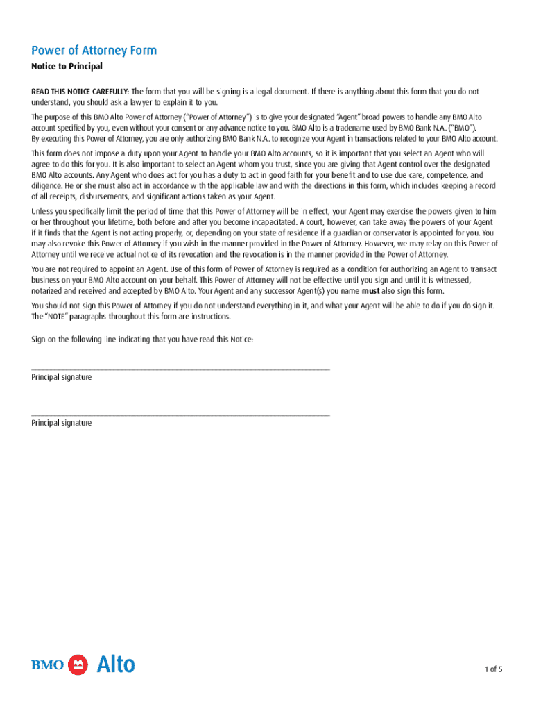 Fillable Online Bmo Power Of Attorney Form - Fill Online, Printable ...