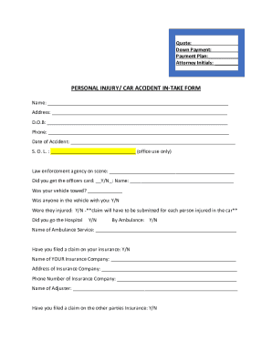 Fillable Online Personal Injury Intake Form (Non-Auto Fax Email Print ...