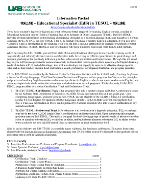 Fillable Online Information Packets - English as a Second Language Fax Email Print - pdfFiller