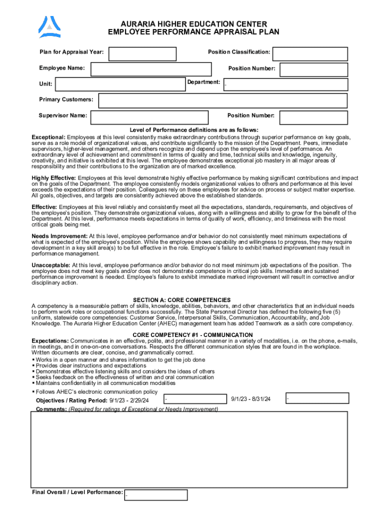 Fillable Online Sample Performance Appraisal Template Fax Email Print ...